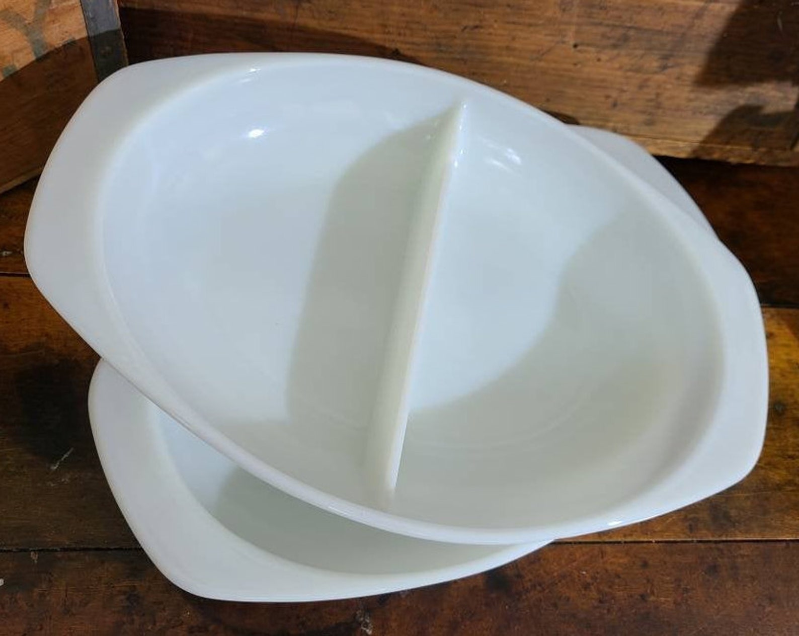 PYREX WHITE Casserole Dish Divided 1063 1 1/2 Quart Rustic - Etsy