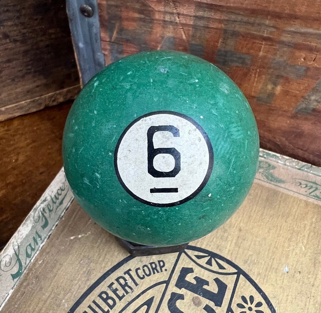 Vintage Pool Ball| Antique Possibly Clay #6 Pool Ball| Solid Green Ball ...