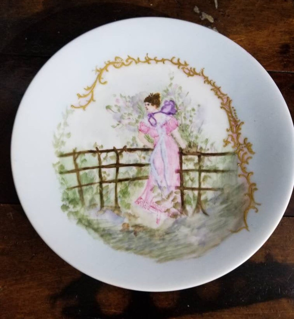 Antique T&V France Limoges Portrait Plate~ Hand Painted Green Mark 1899 ...
