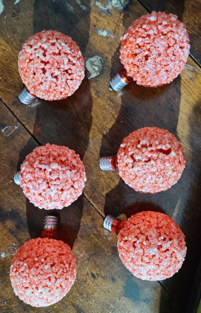 Vintage GE Lighted ICE Bulbs Orange Set of Six Frosted Sugar | Etsy