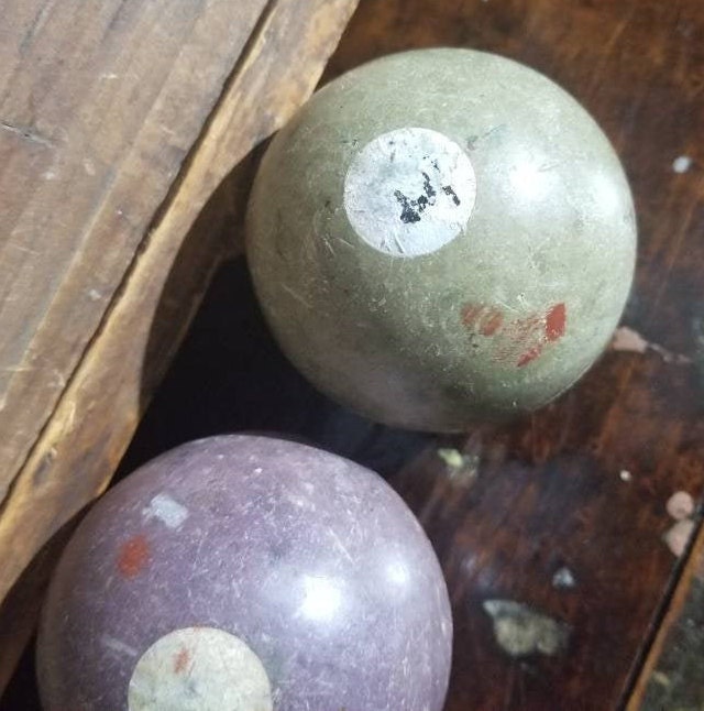 Vintage Clay Pool Balls~set of Three ~ Black Numbers Muted Earth Tones ...