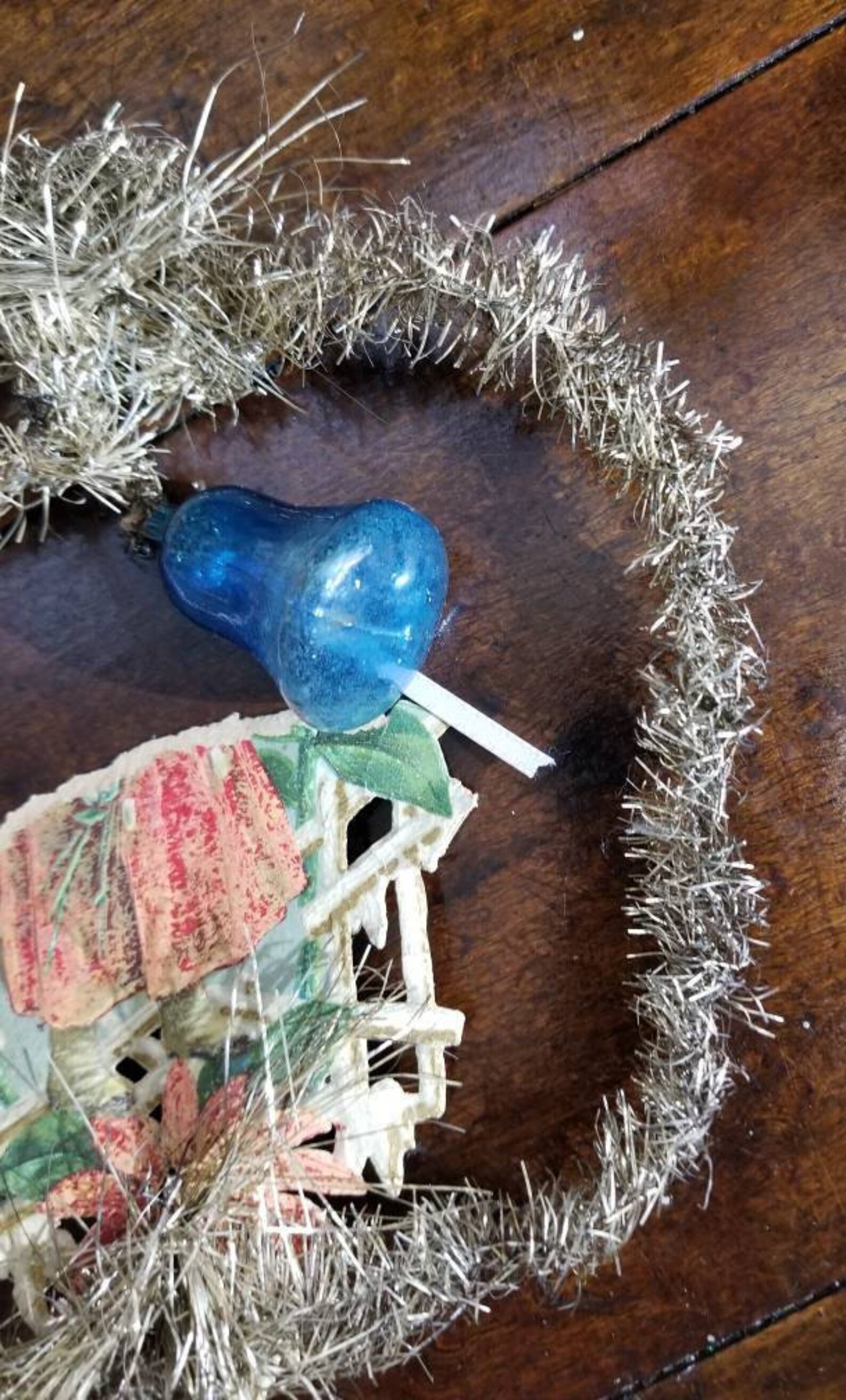 Vintage German Gold Tinsel Christmas Tree Ornament with Small | Etsy