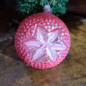 Vintage Round Bumpy Red Star Christmas Ornament Holiday Tree Decoration ...