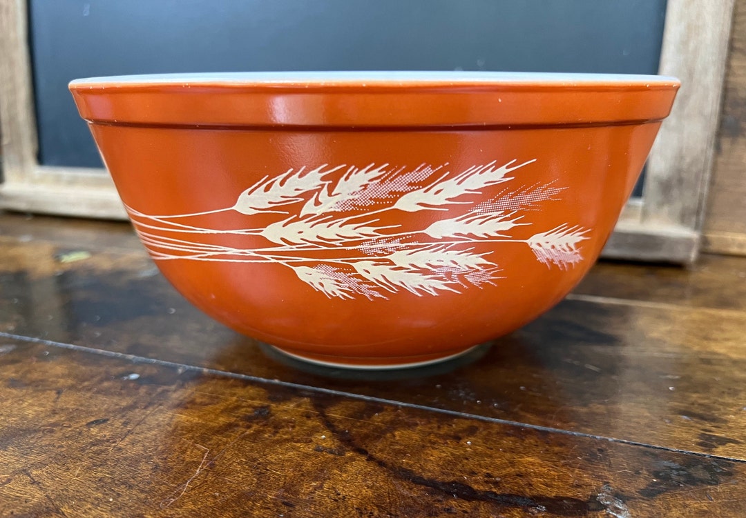 Vintage Pyrex Wheat Mixing Bowl 403 Rust| Autumn Harvest Wheat Serving ...