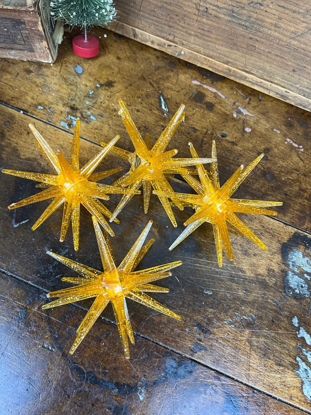 Vintage ORANGE Atomic Sputnik Star Lite Christmas Light Replacement for ...