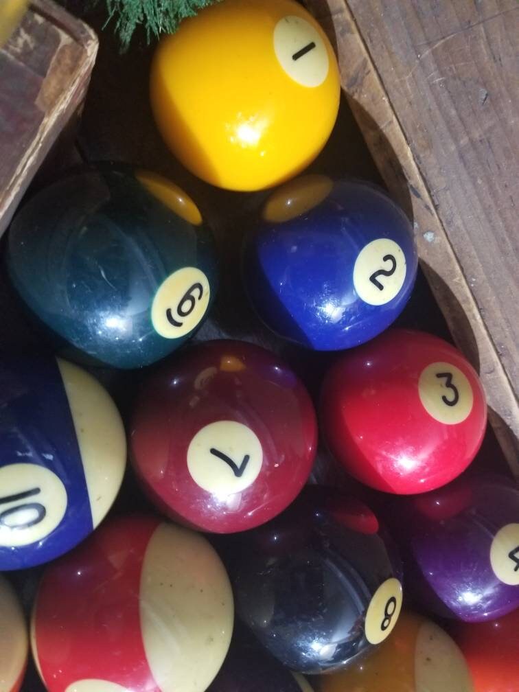 Vintage Billiard Pool Ballsa Retro Complete Set W White Cue | Etsy