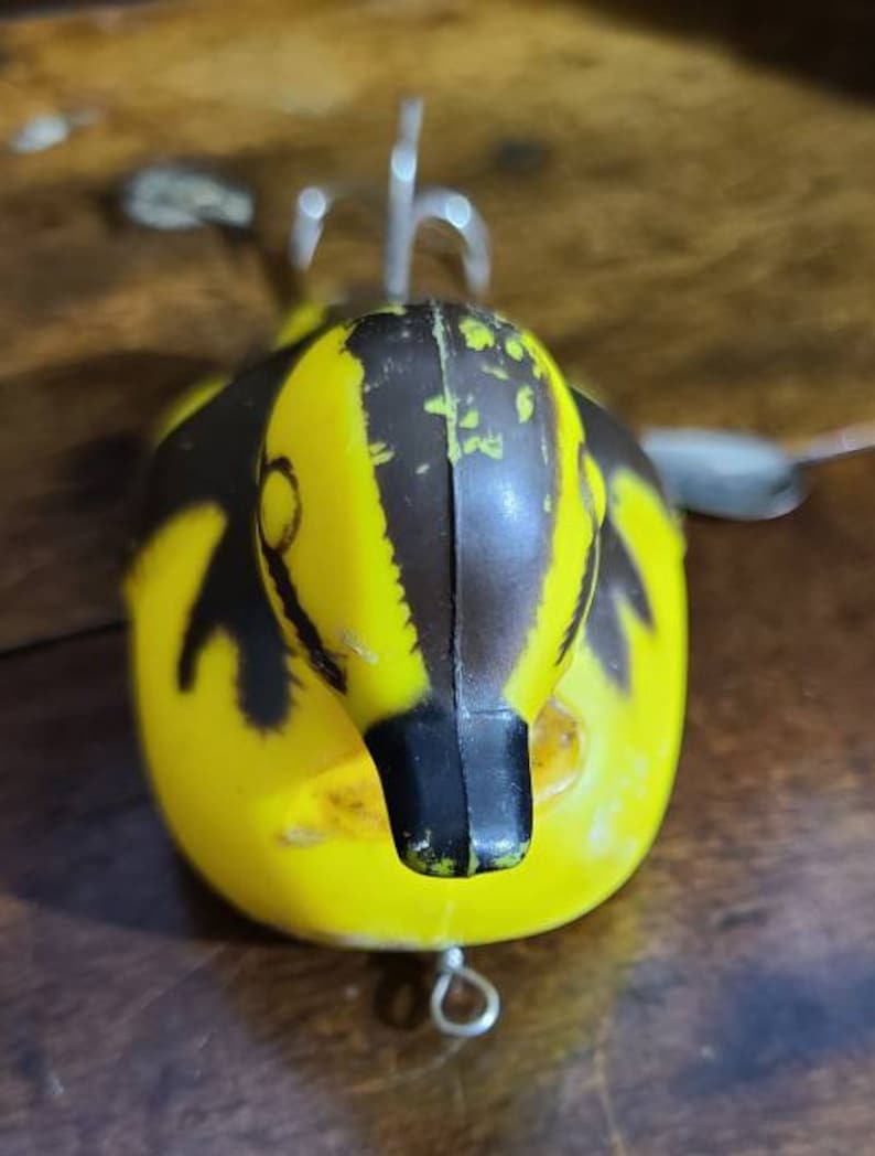 Vintage BILL SZABO Cree Duk Duck Fishing Lure Yellow & Brown | Etsy
