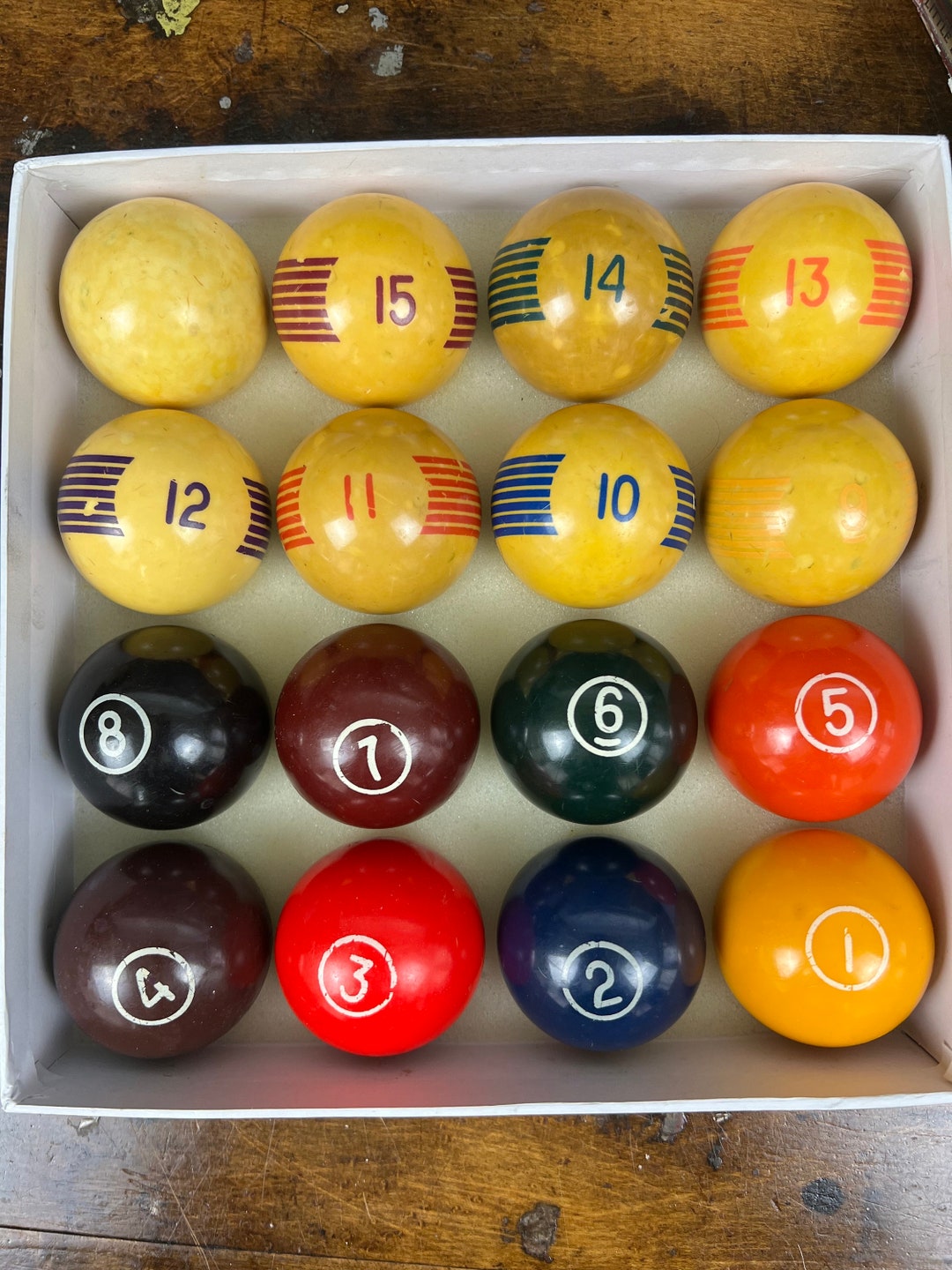 Vintage Pool Balls| Pin Striped Set of Bakelite Billiard Balls ...