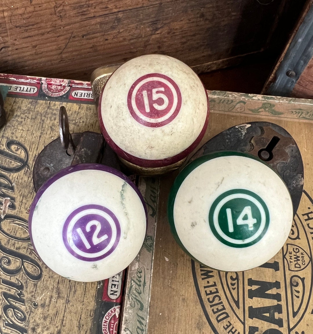 Vintage Pool Balls| Individual Replacement Pool Ball| Rustic Billiard ...