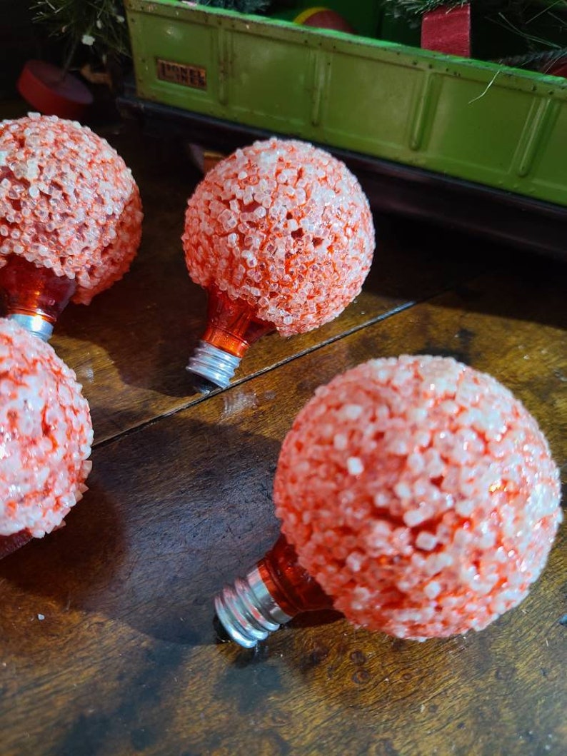 Vintage GE Lighted ICE Bulbs Orange Set of Six Frosted Sugar | Etsy