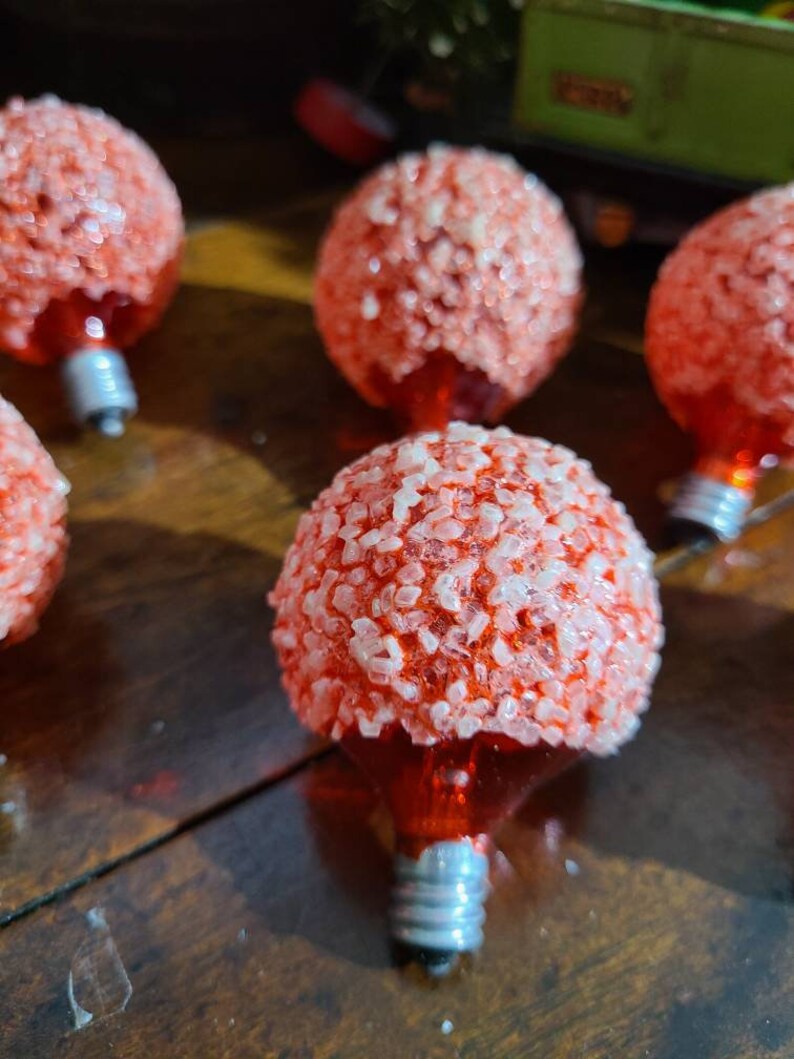 Vintage GE Lighted ICE Bulbs Orange Set of Six Frosted Sugar | Etsy