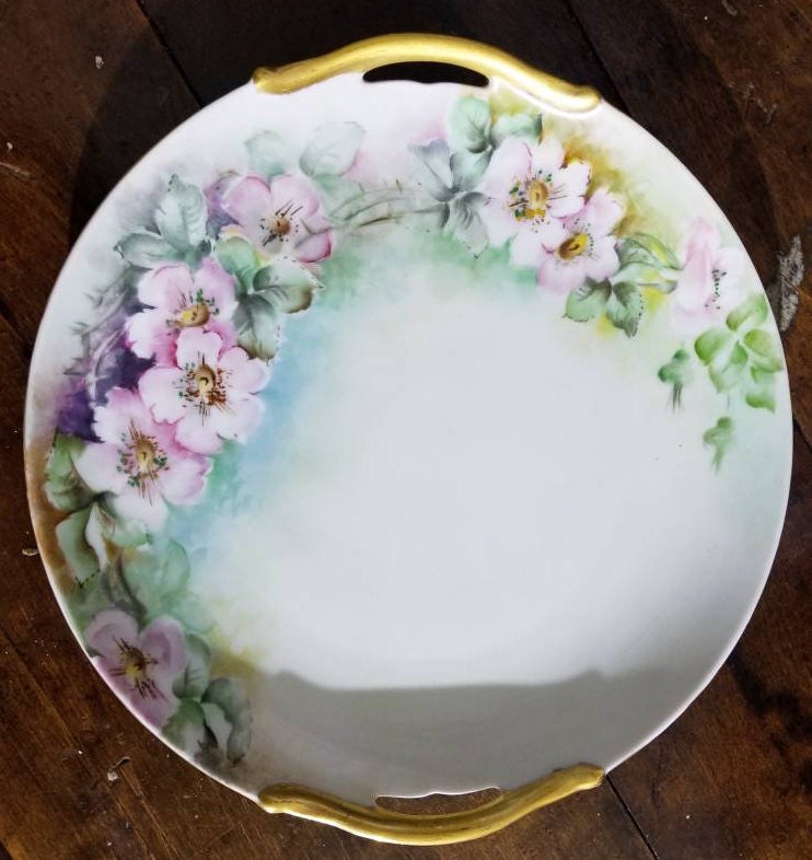 Vintage JAPAN Porcelain Floral Cake Plate or Charger Plate | Etsy