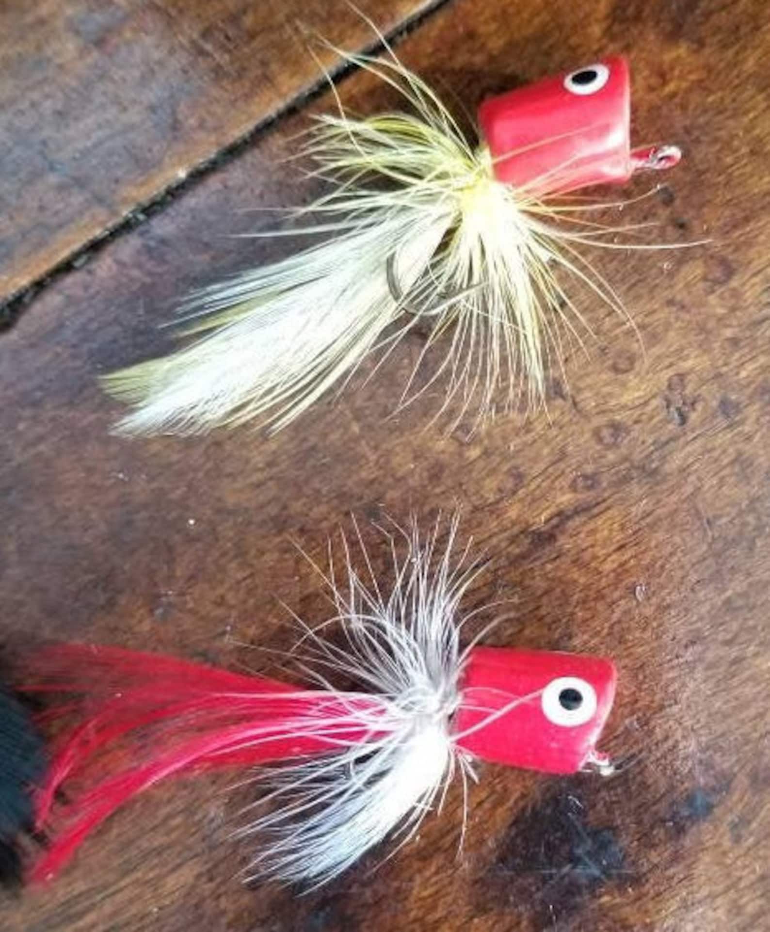Vintage Feather Poppers Bass Fly Rod Fishing LureTackle Bait | Etsy