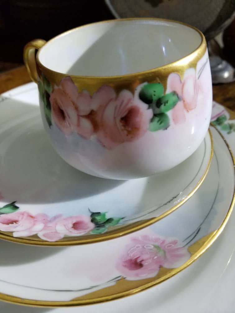 Vintage NORITAKE NIPPON Porcelain Floral Tea Cup W Saucer&two Plates ...