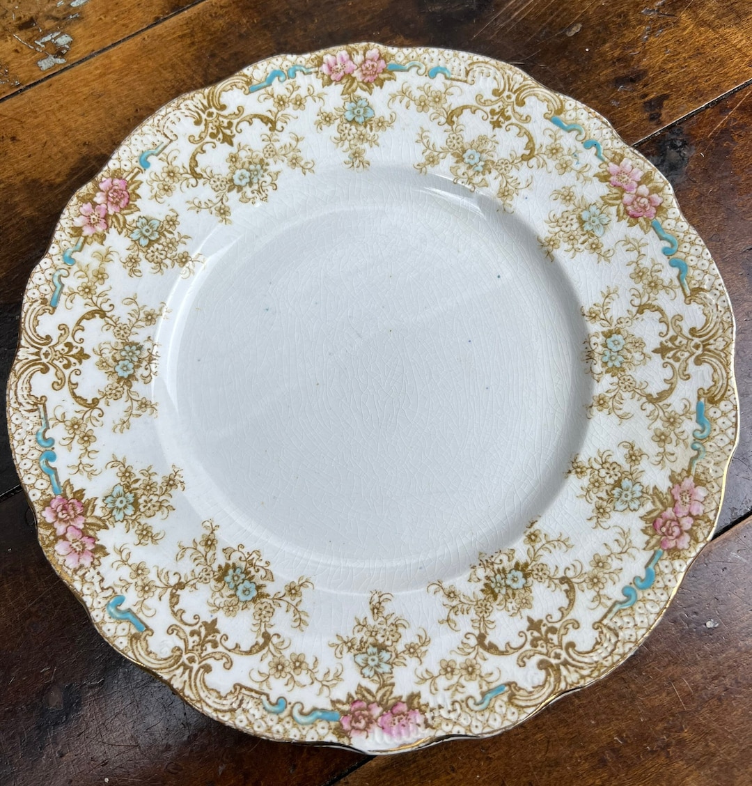 Antique UPPER HANLEY Kings Border Porcelain Lunch Plates~four~ Pink ...
