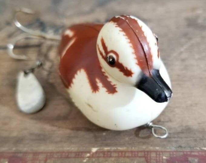 Vintage BILL SZABO Cree Duk Duck Fishing Lure ~ White & Brown Small ...