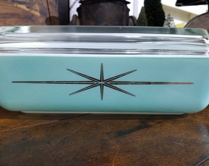 Vintage Pyrex Turquoise Blue Gold STARBURST Atomic Mid Century ...
