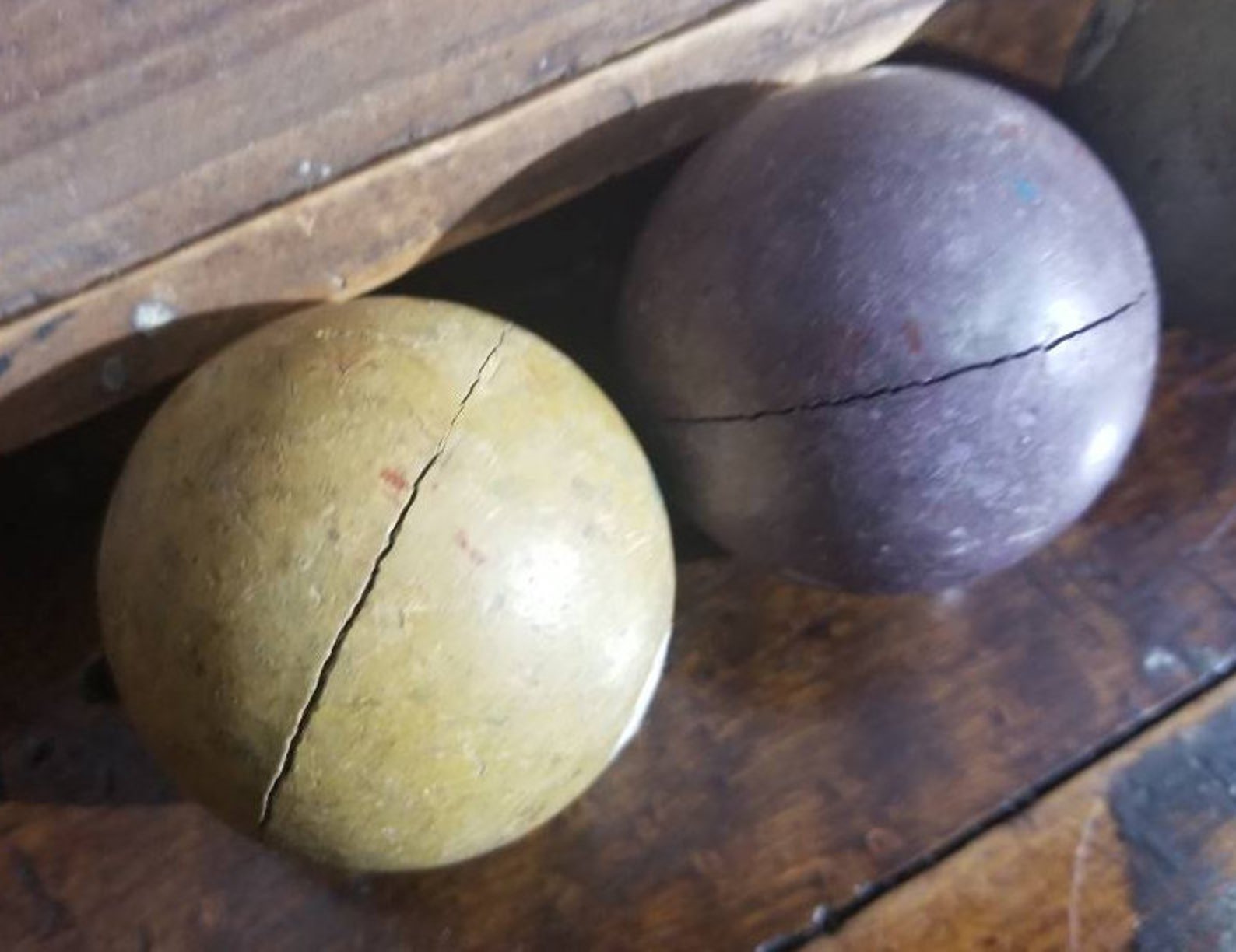 Vintage Clay Pool Balls~set of Three ~ Black Numbers Muted Earth Tones ...