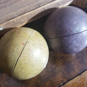 Vintage Clay Pool Balls~set of Three ~ Black Numbers Muted Earth Tones ...