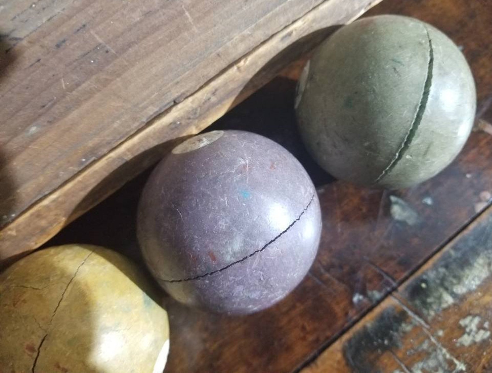 Vintage Clay Pool Balls~set of Three ~ Black Numbers Muted Earth Tones ...
