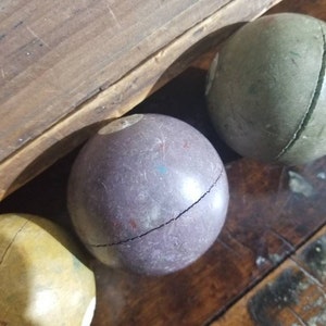 Vintage Clay Pool Balls~set of Three ~ Black Numbers Muted Earth Tones ...