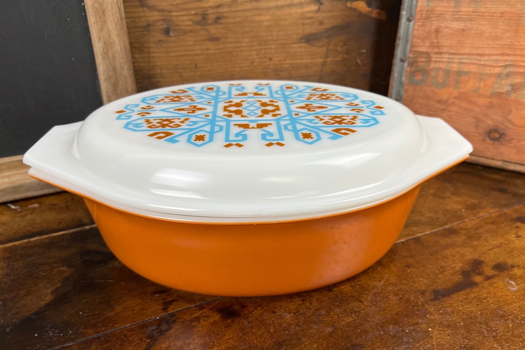 Vintage Pyrex Navajo Aztec Casserole Dish 045| Southwestern Promotional ...
