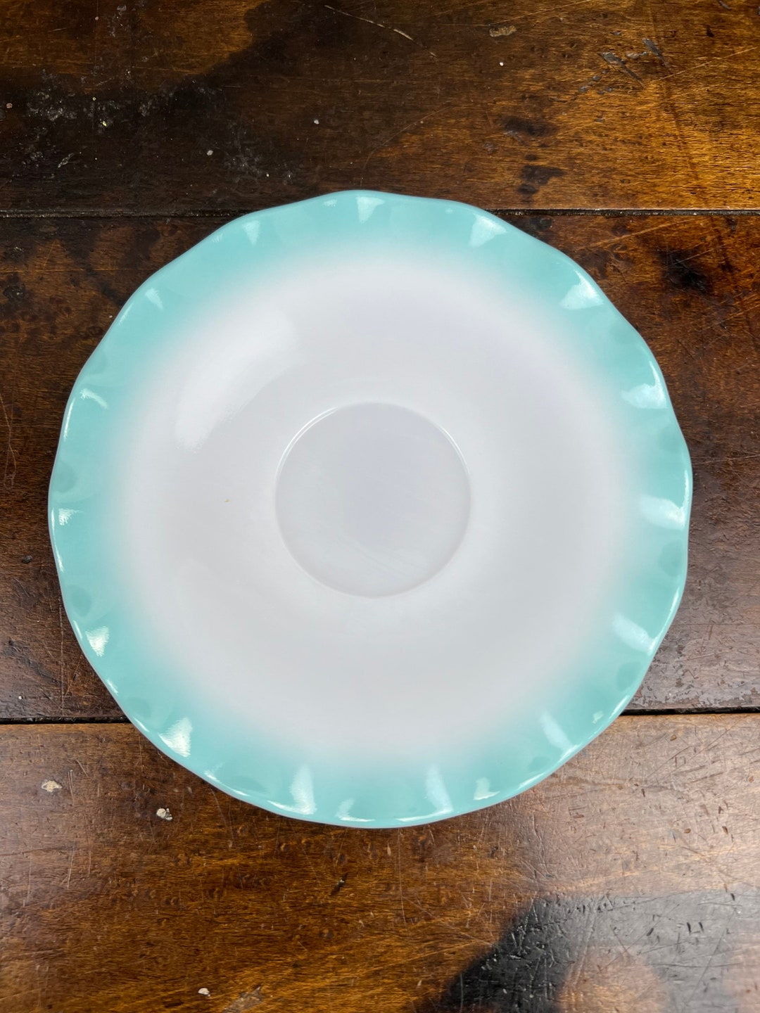 Hazel Atlas Turquoise Blue Crinoline Saucer Vintage Hazel Atlas Ruffle ...