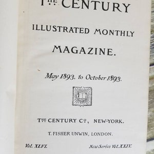 Antique Book the Century Illustrated Monthly Magazine May 1893 to ...