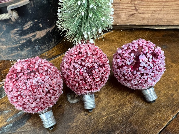 Vintage GE Lighted ICE Bulbs RED Set of Three Frosted Sugar - Etsy