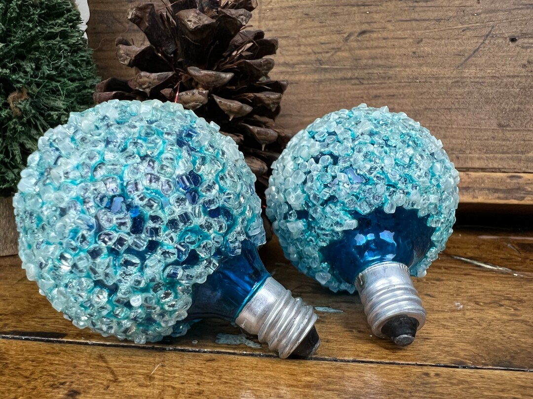 Vintage GE Lighted ICE Bulbs BLUE Set of Two Frosted Sugar - Etsy