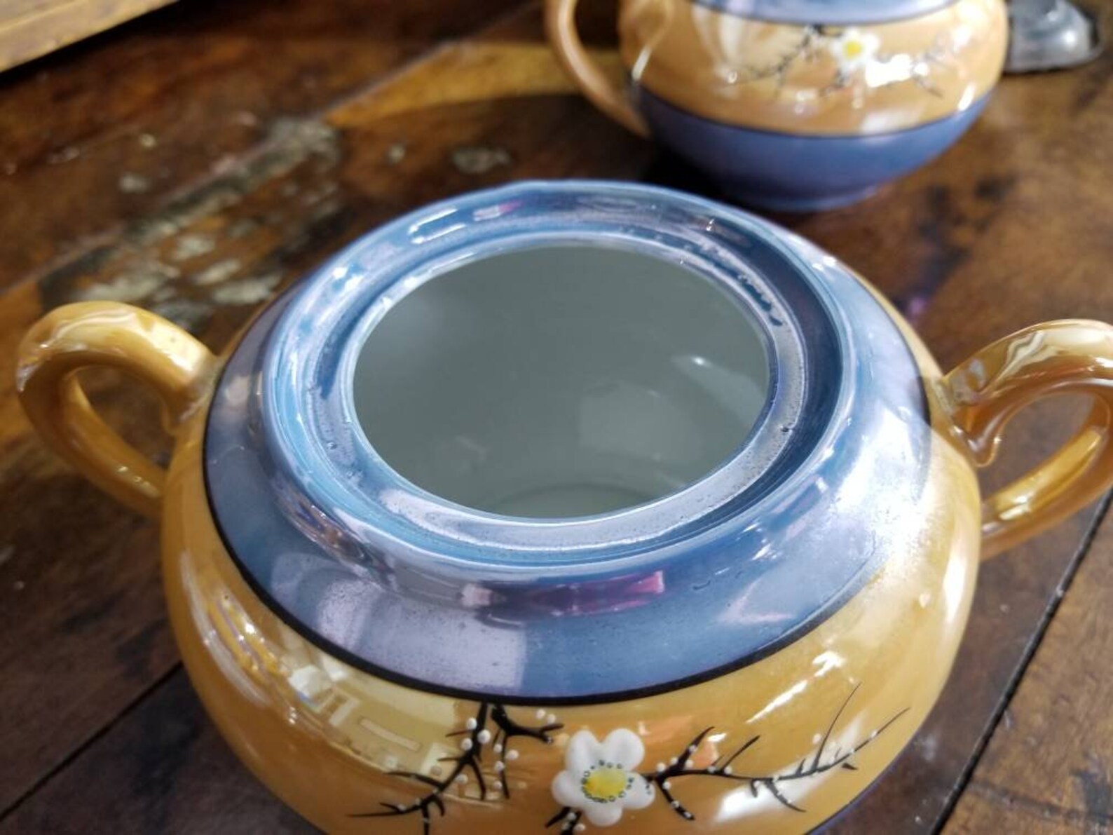 Vintage TASHIRO SHOTEN Japan Blue Lusterware Creamer & Sugar - Etsy