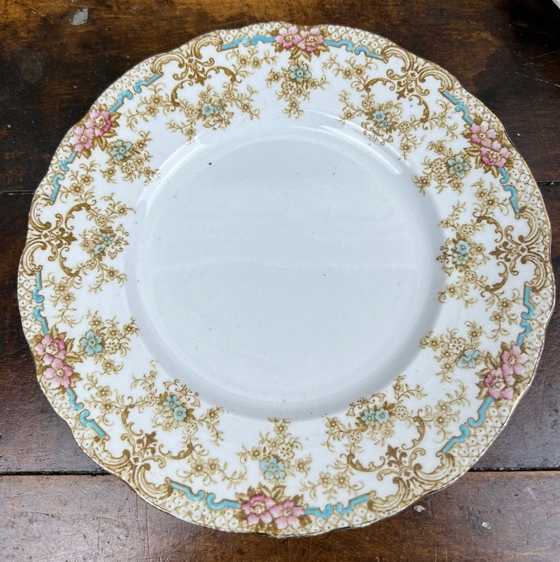 Antique UPPER HANLEY Kings Border Porcelain Lunch Plates~three~ Pink ...