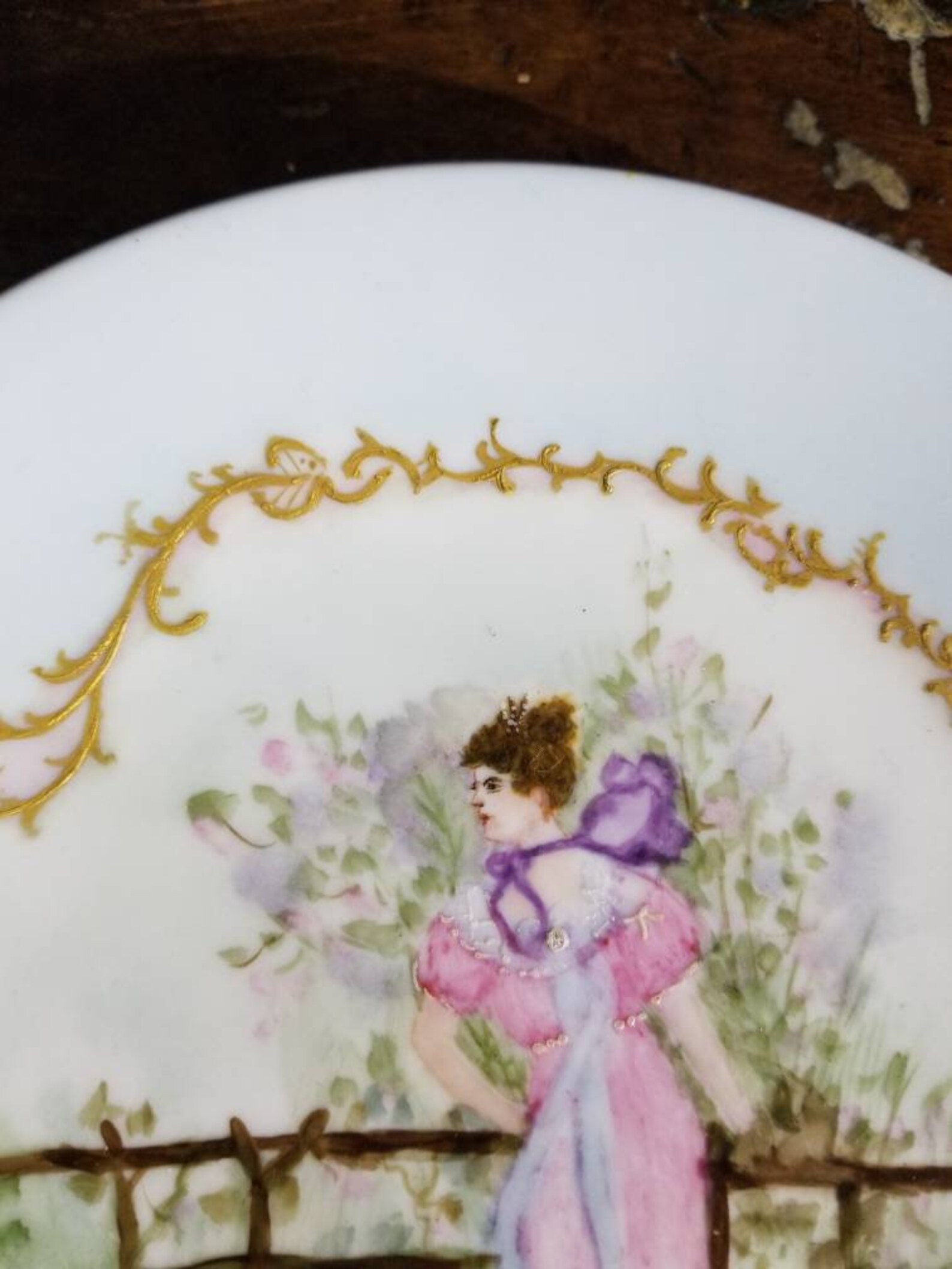 Antique T&V France Limoges Portrait Plate~ Hand Painted Green Mark 1899 ...