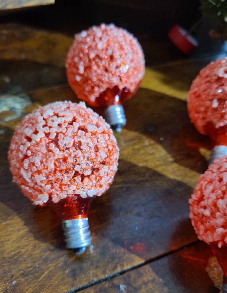 Vintage GE Lighted ICE Bulbs Orange Set of Six Frosted Sugar | Etsy