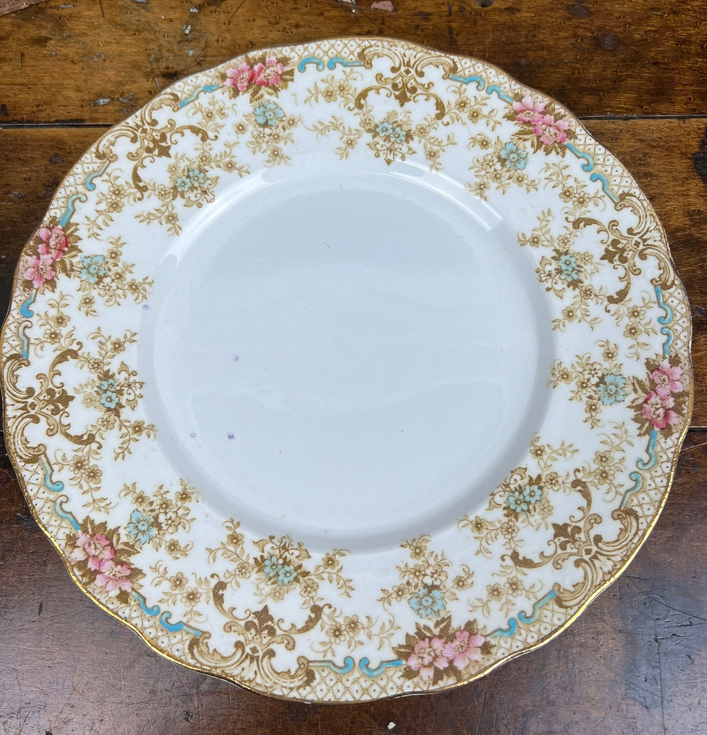 Antique UPPER HANLEY Kings Border Porcelain Lunch Plates~four~ Pink ...