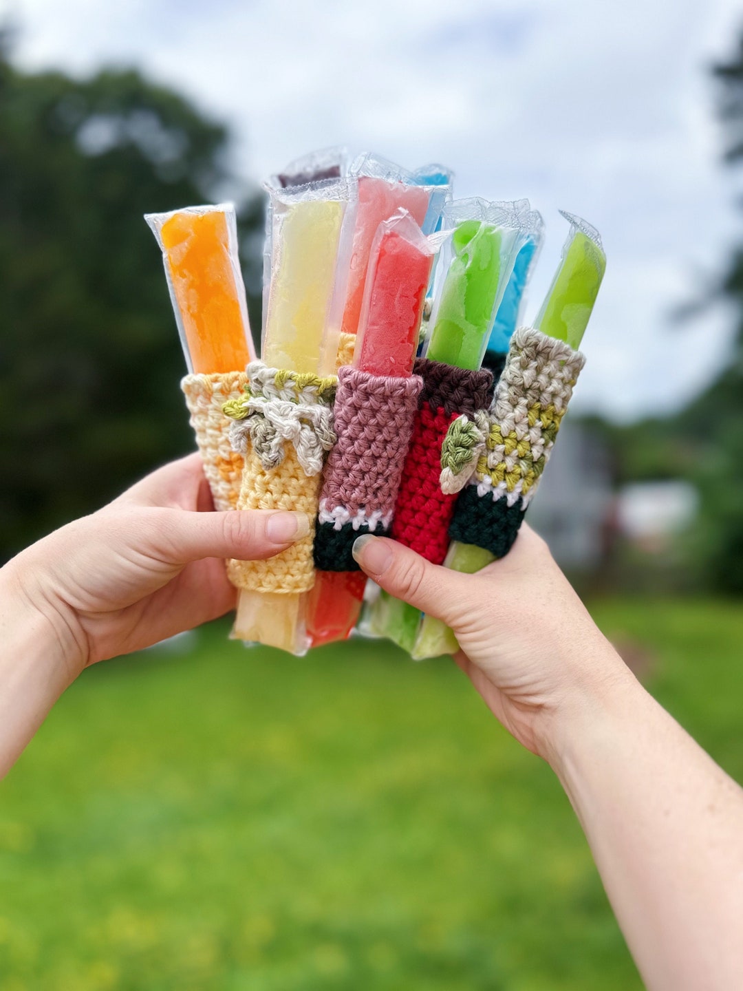 Crochet Popsicle Holders, Handmade Holders, Ice Pop Holders, Popsicle ...