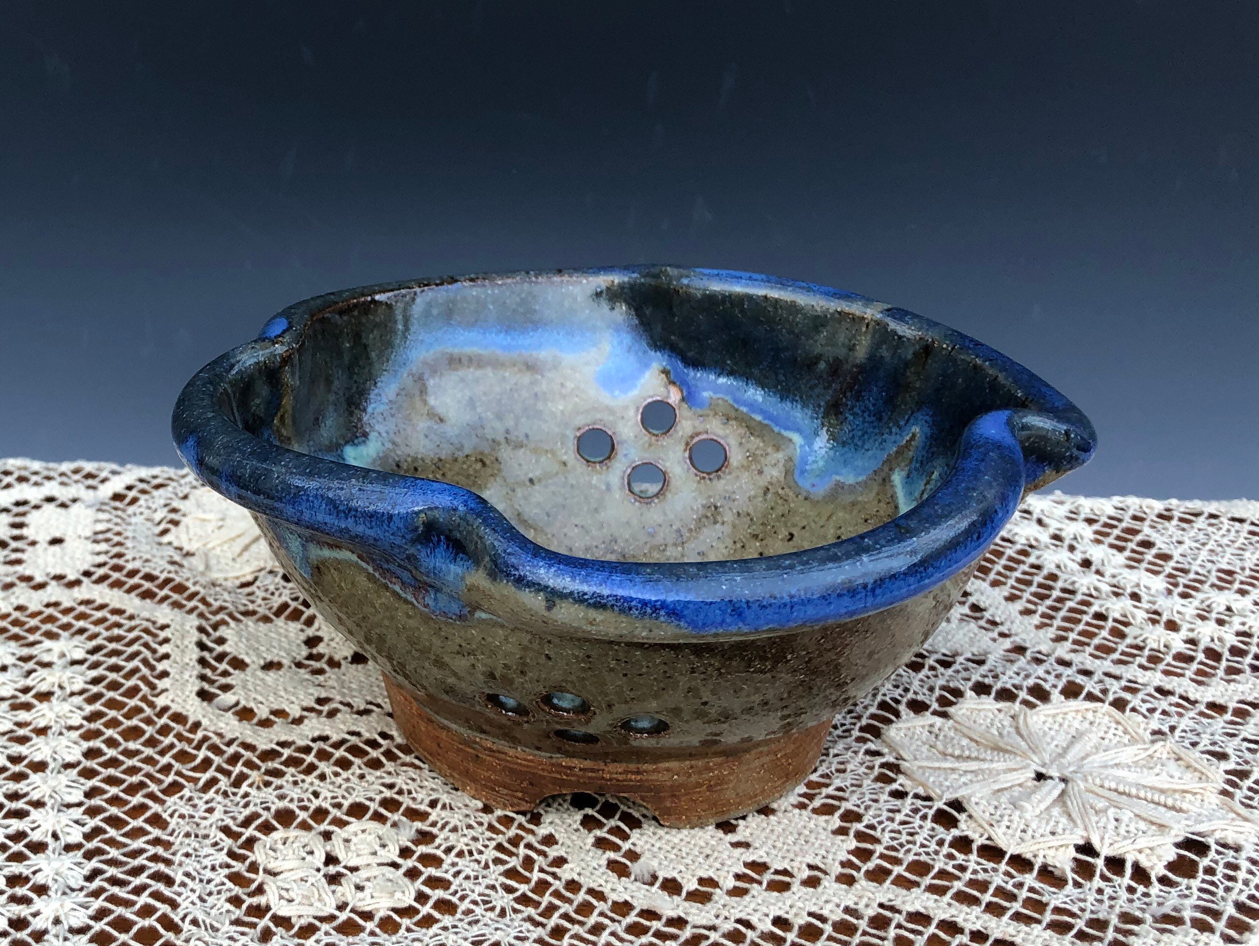 Handmade Ceramic Glazed Berry Bowl Colander Strainer Cookware Colanders ...