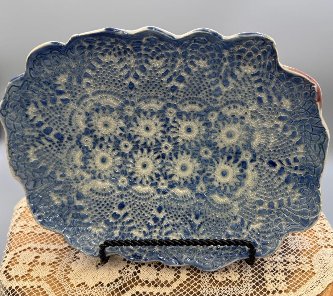 Hand Built Platter, Artisan Ceramic Platter, Glazed Pottery Platter ...