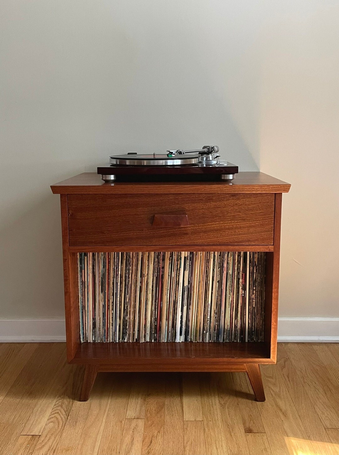 Mid Century Modern Style Record Table, Solid Sapele Handmade - Etsy
