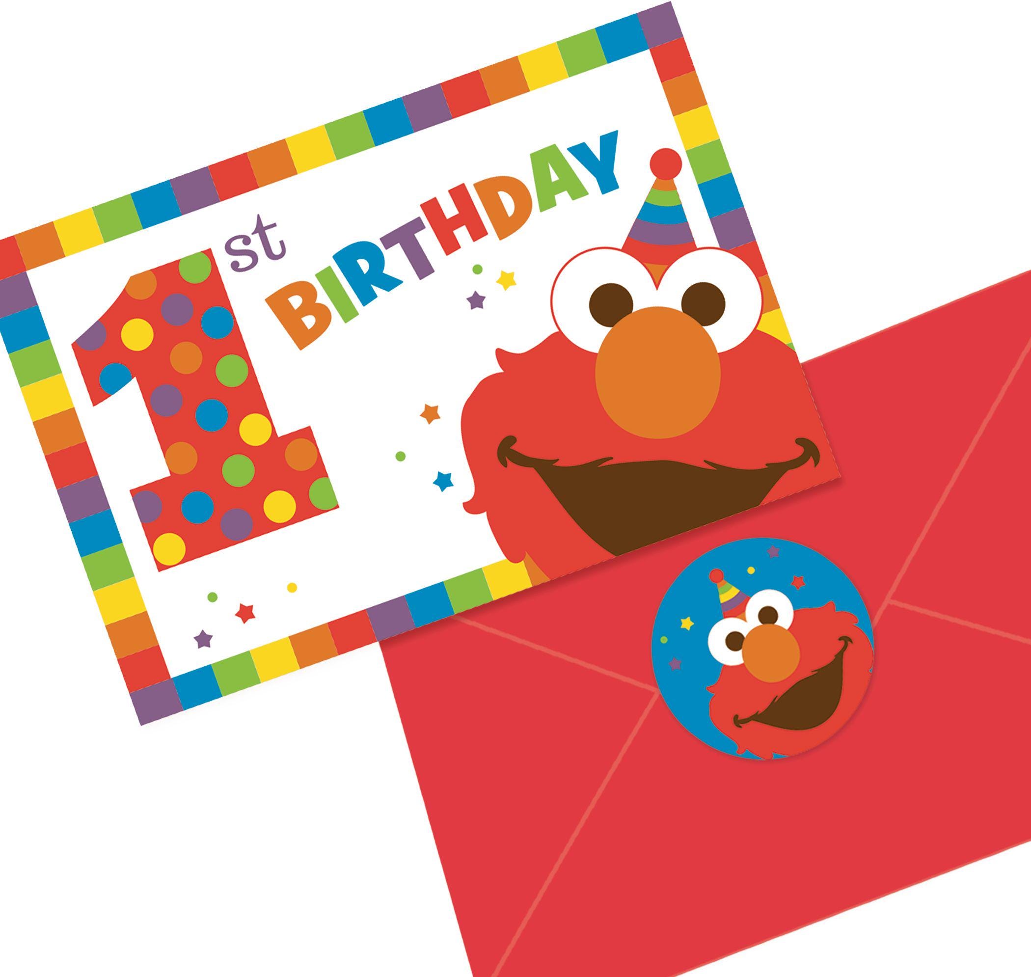 Sesame Street Elmo 1st Birthday Invitations - 8 Cnt | First Birthday ...