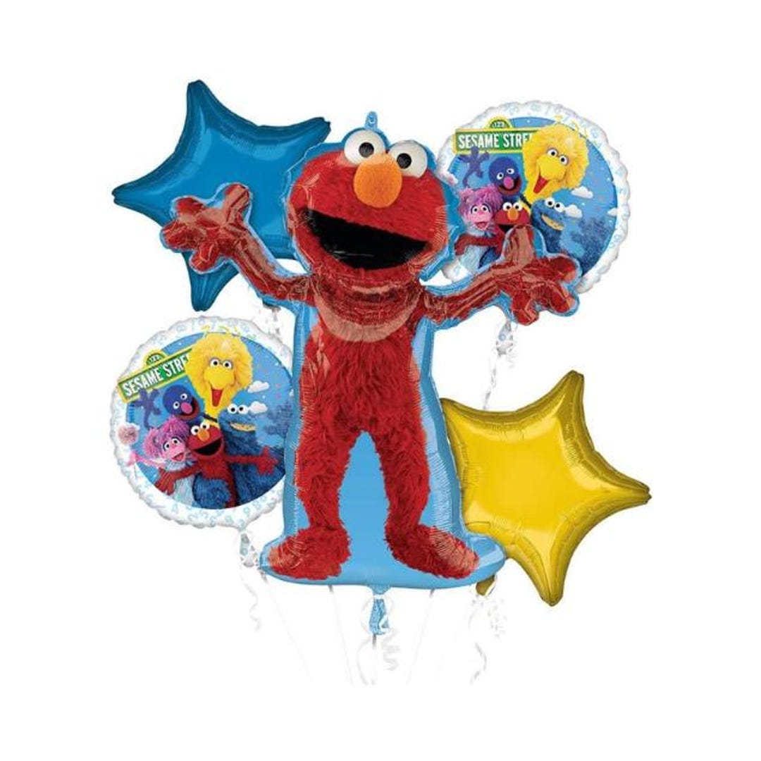 Sesame Street Elmo and Friends 5 Piece Balloon Bouquet | First Birthday ...