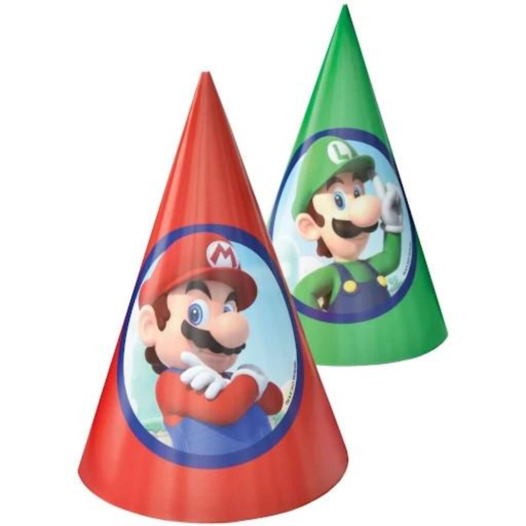 Super Mario Bros Birthday Party Hats, 8 Cnt | Super Mario Birthday ...
