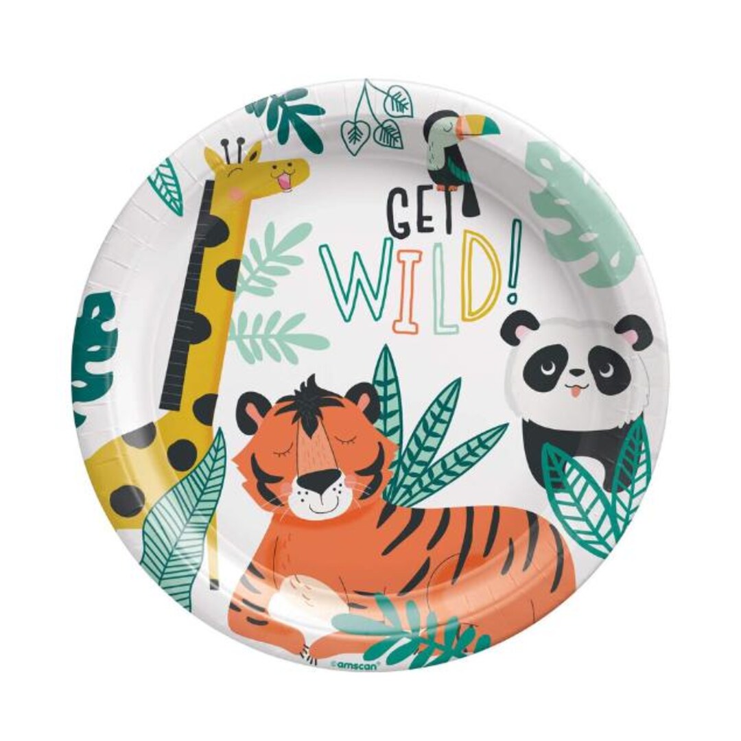 Get Wild Round Lunch Plates - 8 Cnt | Safari Birthday | Safari Party ...