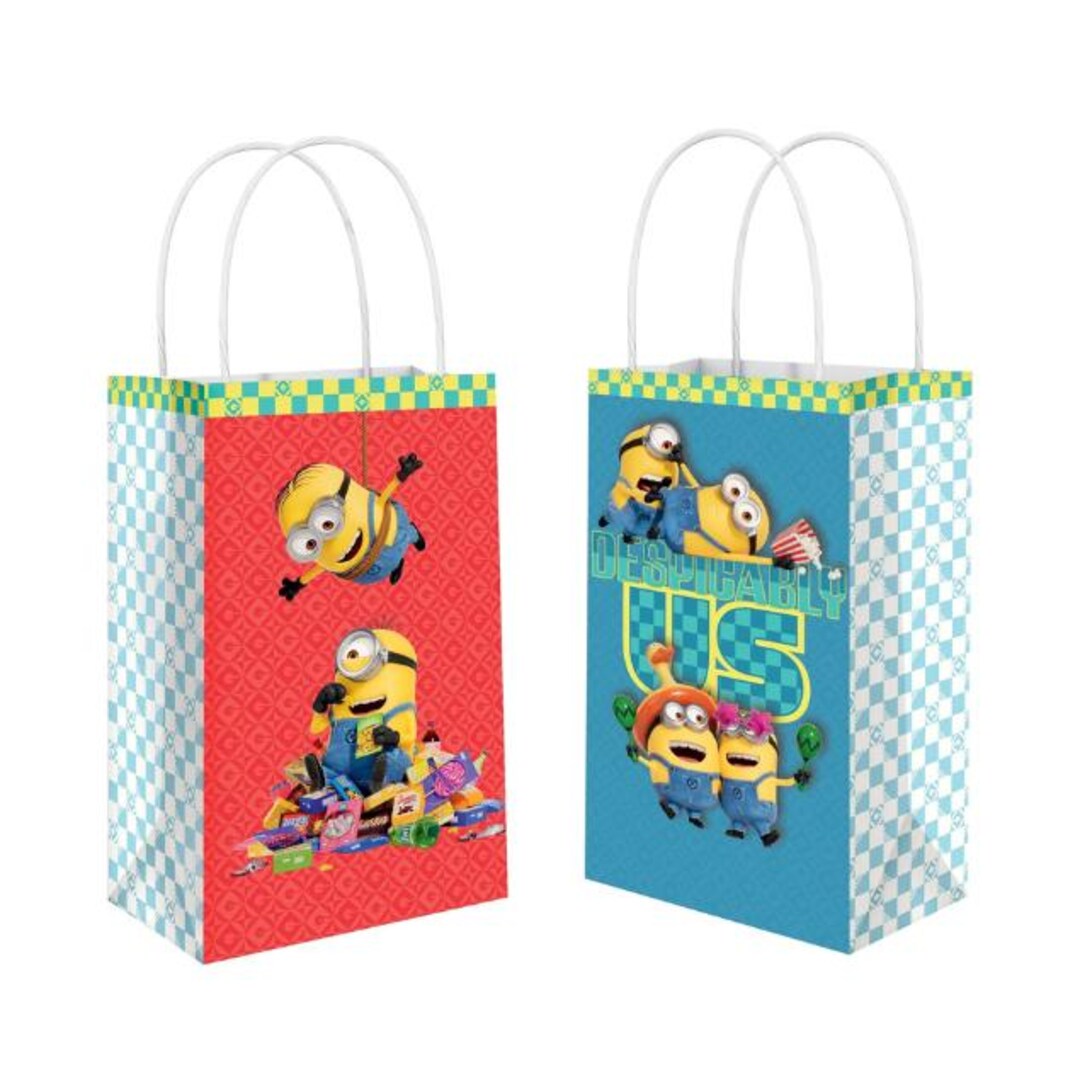 Minions Printed Kraft Paper Favor Bags - 8 Cnt | Despicable Me Birthday ...