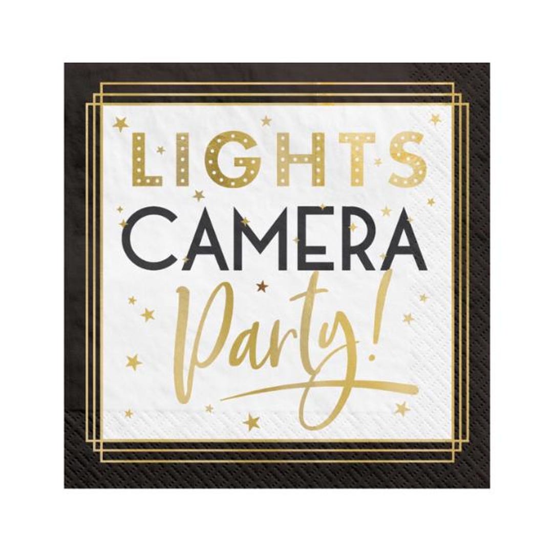 Awards Night Lights Camera Party Beverage Napkins-40ct | Movie Birthday ...