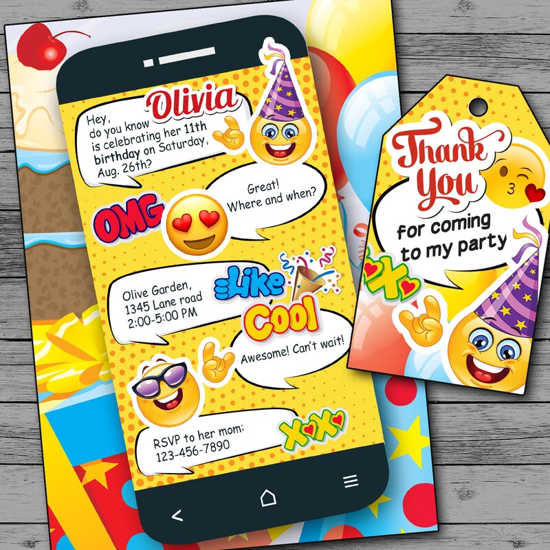 Emoji Invitation - Etsy