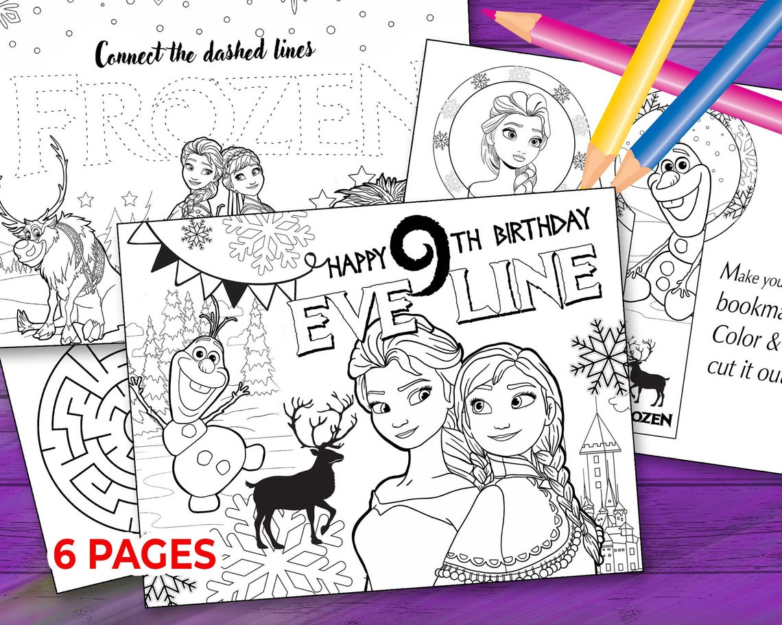 Personalized Elsa Coloring Pages, 6 Sheets, Elsa and Anna Birthday ...