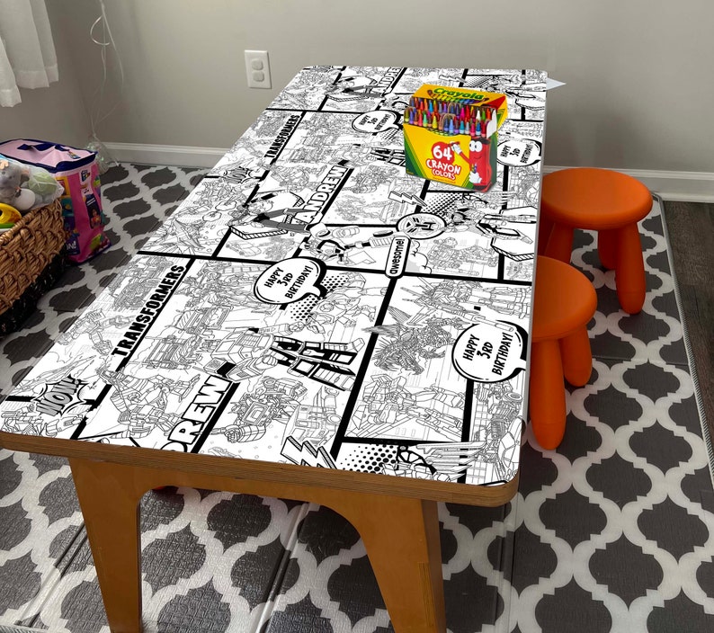 6x3 Ft Transformers Coloring Table Runner, Personalized Transformers ...