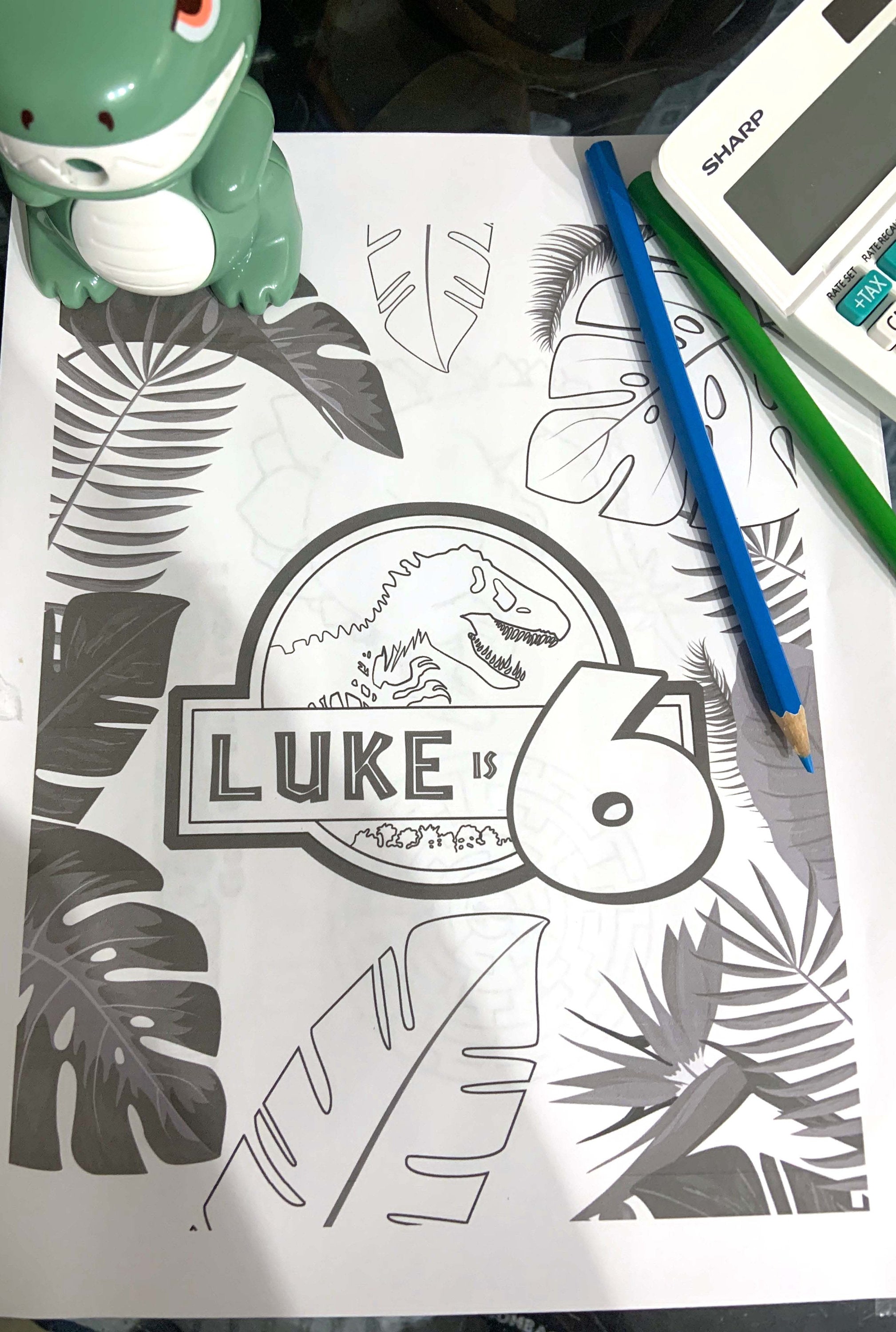 Personalized Dinosaur Coloring Pages, 6 Sheets, Dinosaur Birthday ...