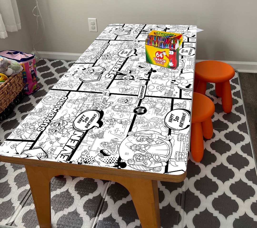 6x3 Ft Super Mario Coroling Table Cloth, Large Coloring Sheet, Super ...